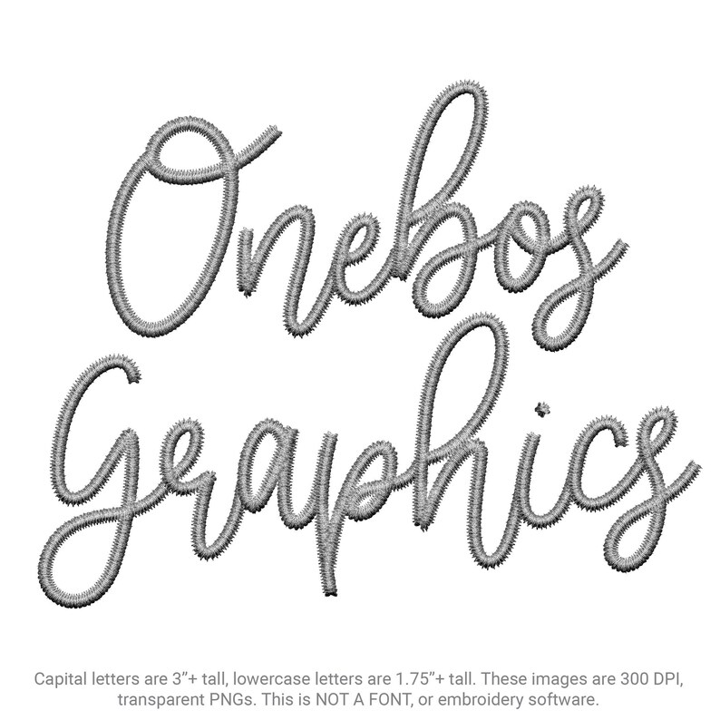 Faux Embroidery Alpha Script Letters | VS.2 | Cursive PNG Letters to ...