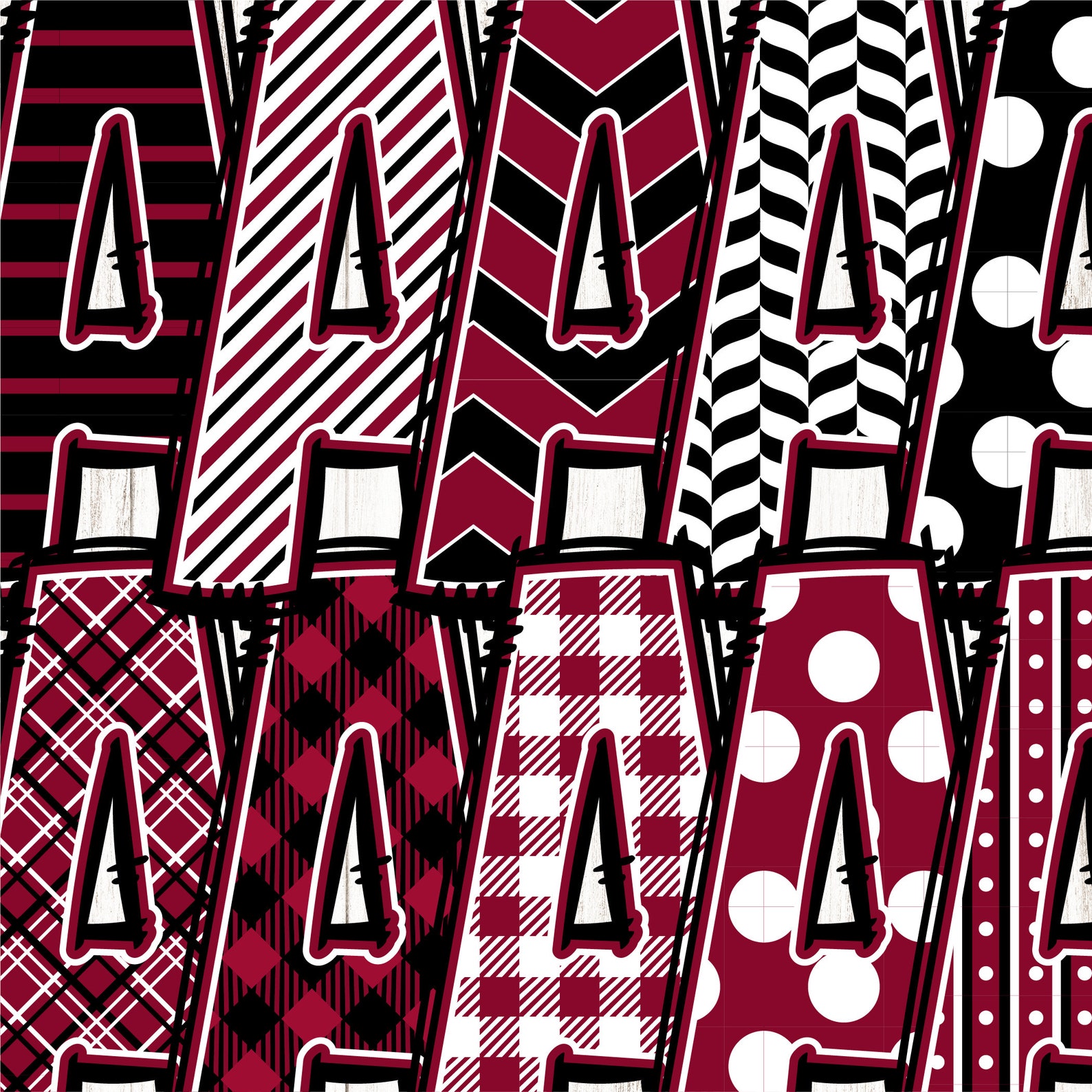 Big Pattern Alphabet Bundle, 20 Sets, Funky Plaid Polka Dot Chevron ...