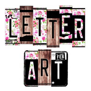 Digital Download | License Plate Alphabet Bundle | Floral, Wood, Black ...