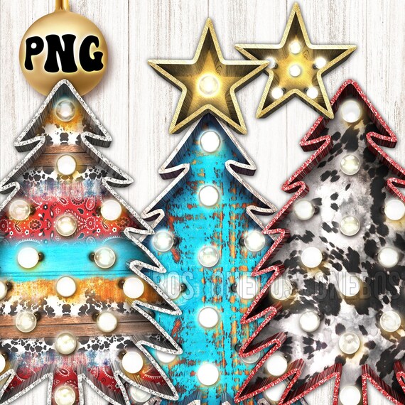 Tree Bundle PNG Set of Christmas Trees & Stars Marquee | Etsy