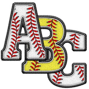 Baseball and Softball Alphabets, Faux Embroidery Boardwalk Stitch ...