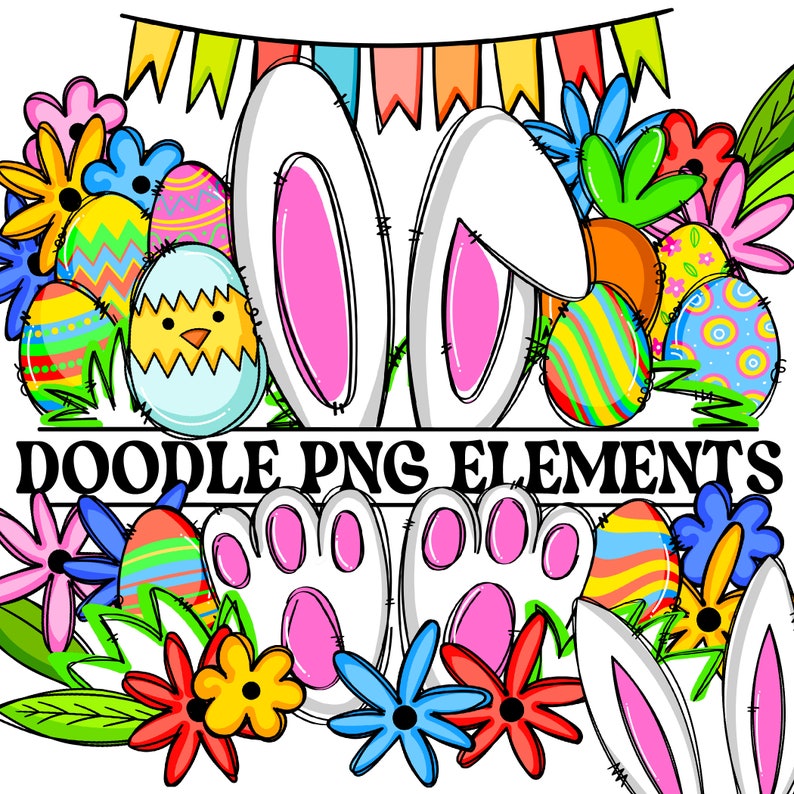 Easter Bunny Doodle PNG Elements Bundle Pack Digital Download - Etsy