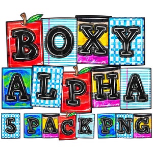 5 Boxy School Doodle Alphabet PNG, Digital Download, Casual Hand Drawn ...