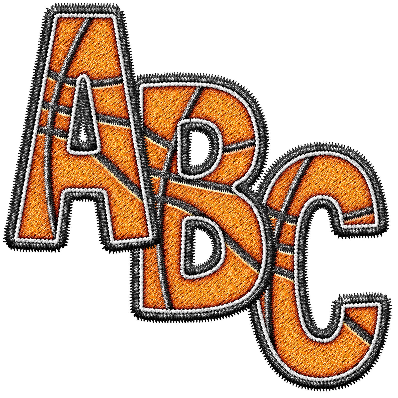 PNG Basketball Alphabet, Faux Embroidery Stitch Alpha, Classic, Orange ...