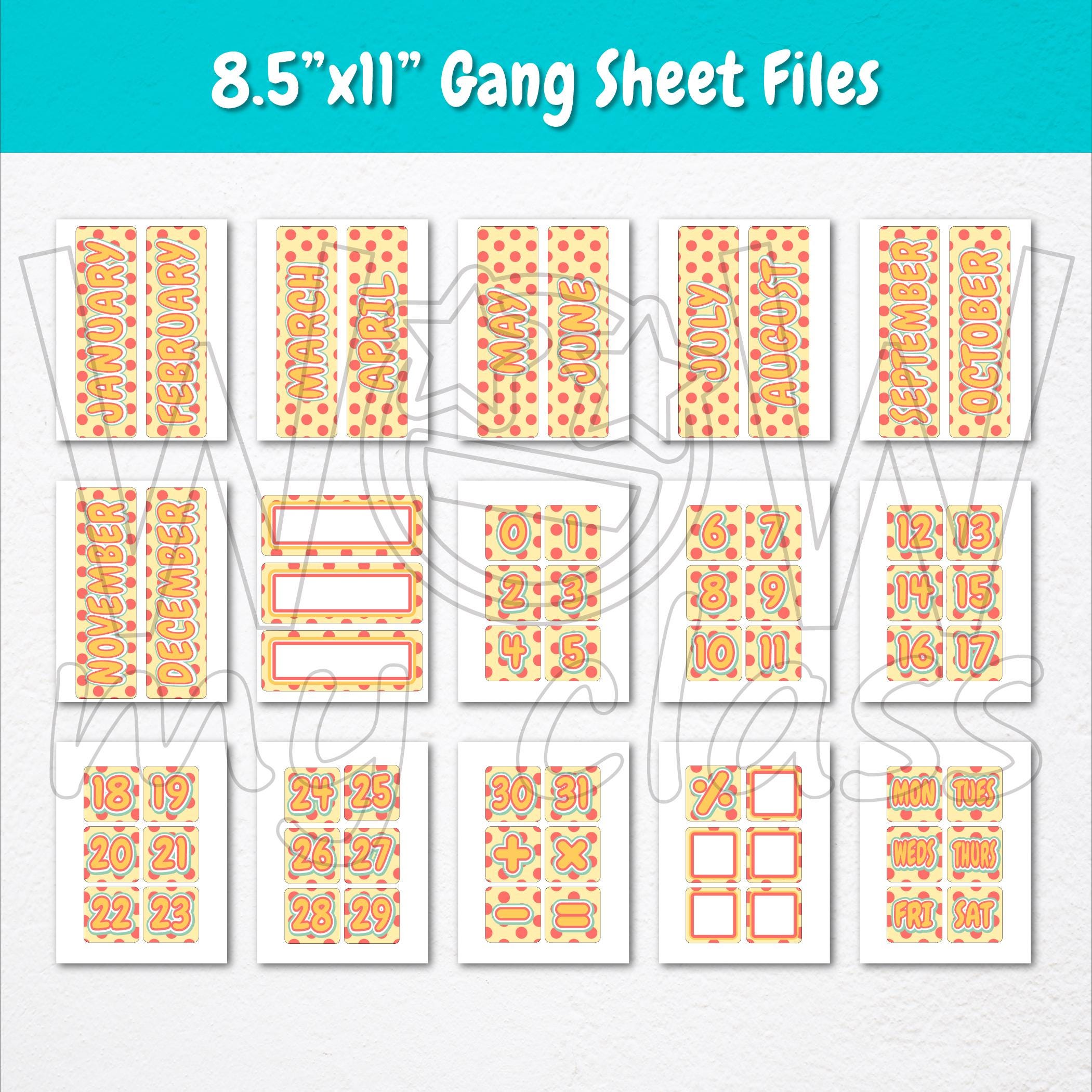 Wall Calendar - Pocket Chart for Teachers | Grid, Diagonal Stripes ...