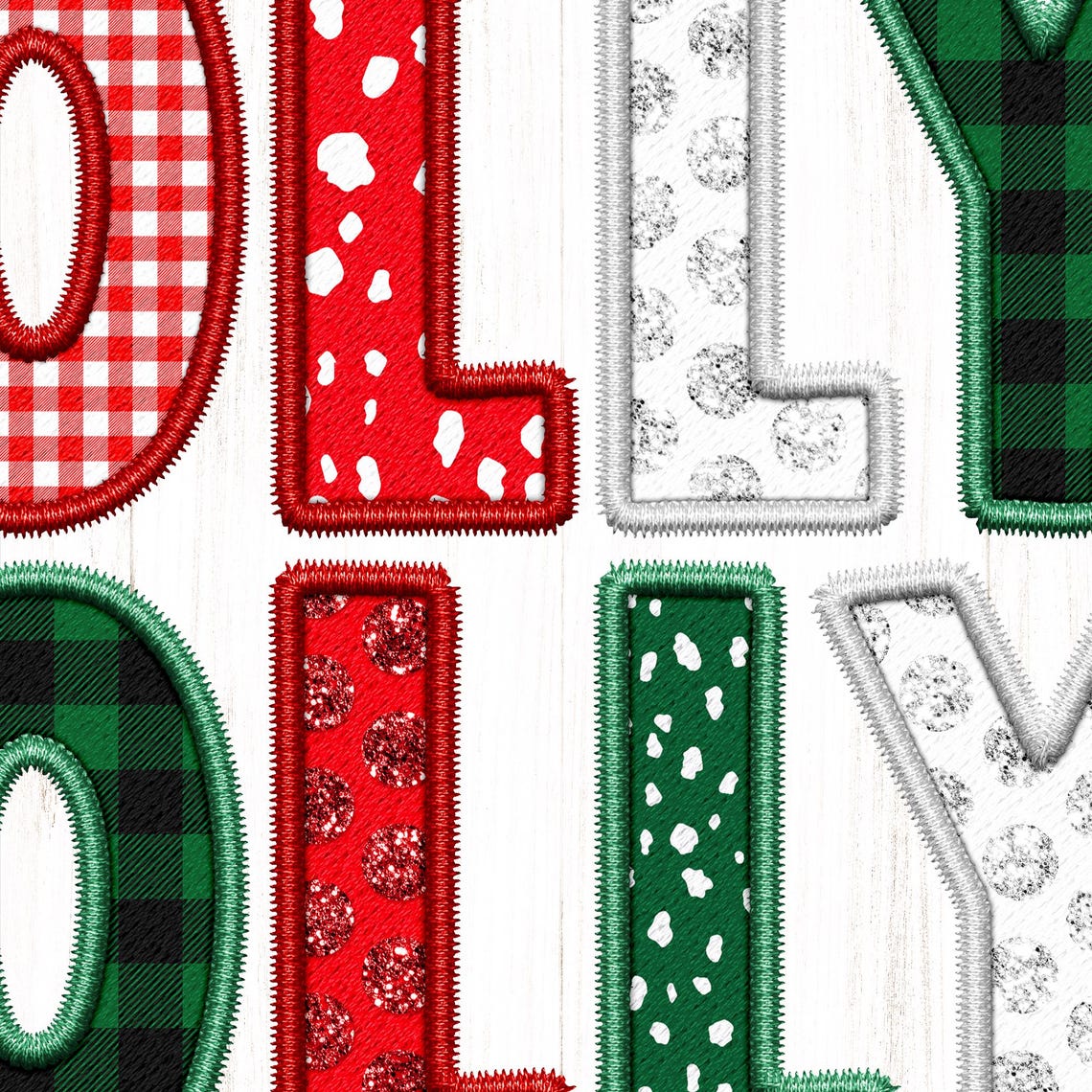 Holly Jolly PNG, Faux Embroidery Christmas PNG, Shirt Design, Red White ...