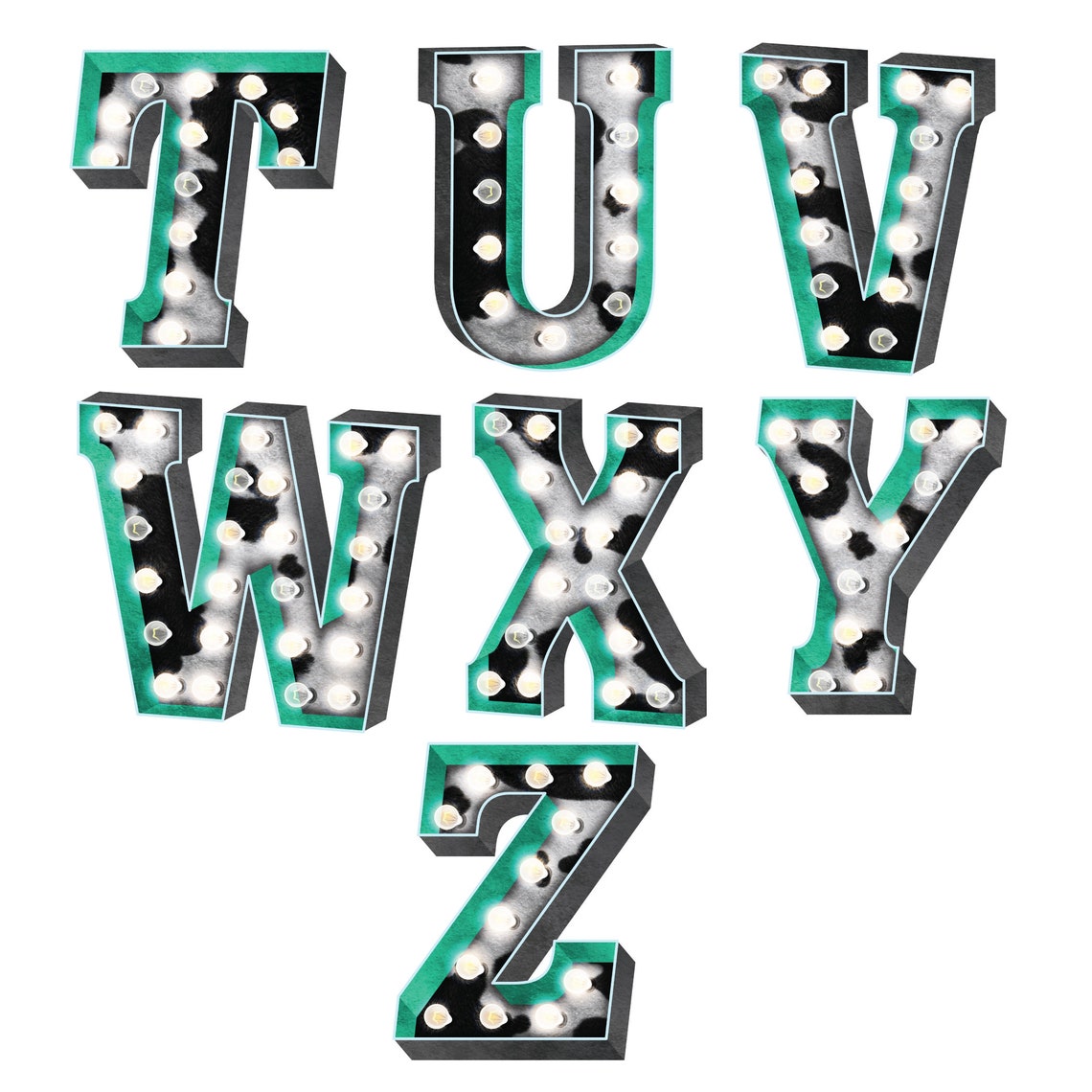 Digital Download | Faux Cow Print Rustic Marquee Letters and Numbers ...