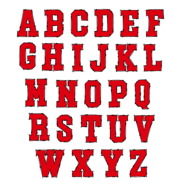 Digital Doodle | Athletic Varsity Sports College School Red Block ...