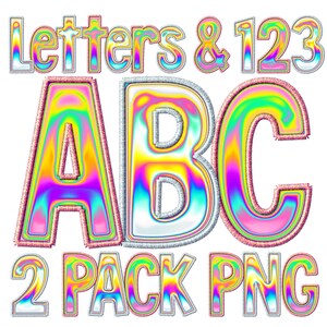 Faux Embroidery Alphabet, Holographic Mylar Metallic Text Effect ...