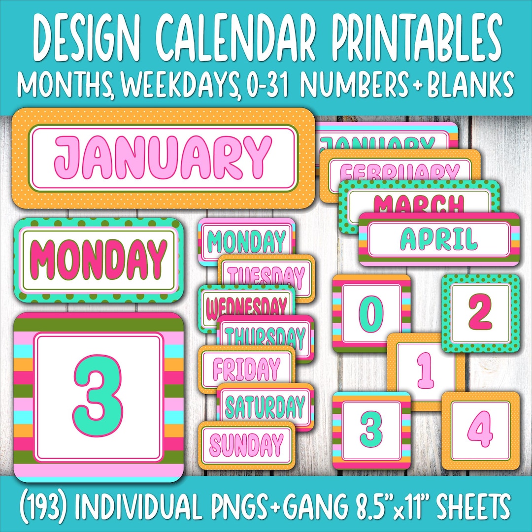 Wall Calendar - Standard - for Teachers | Polka Dot, Stripes, Pastels ...