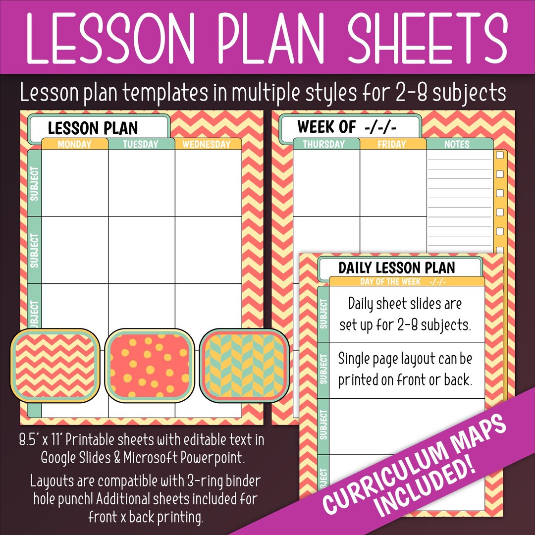 Lesson Plan Sheets & Curriculum Maps (editable) | Geometric, Circles ...