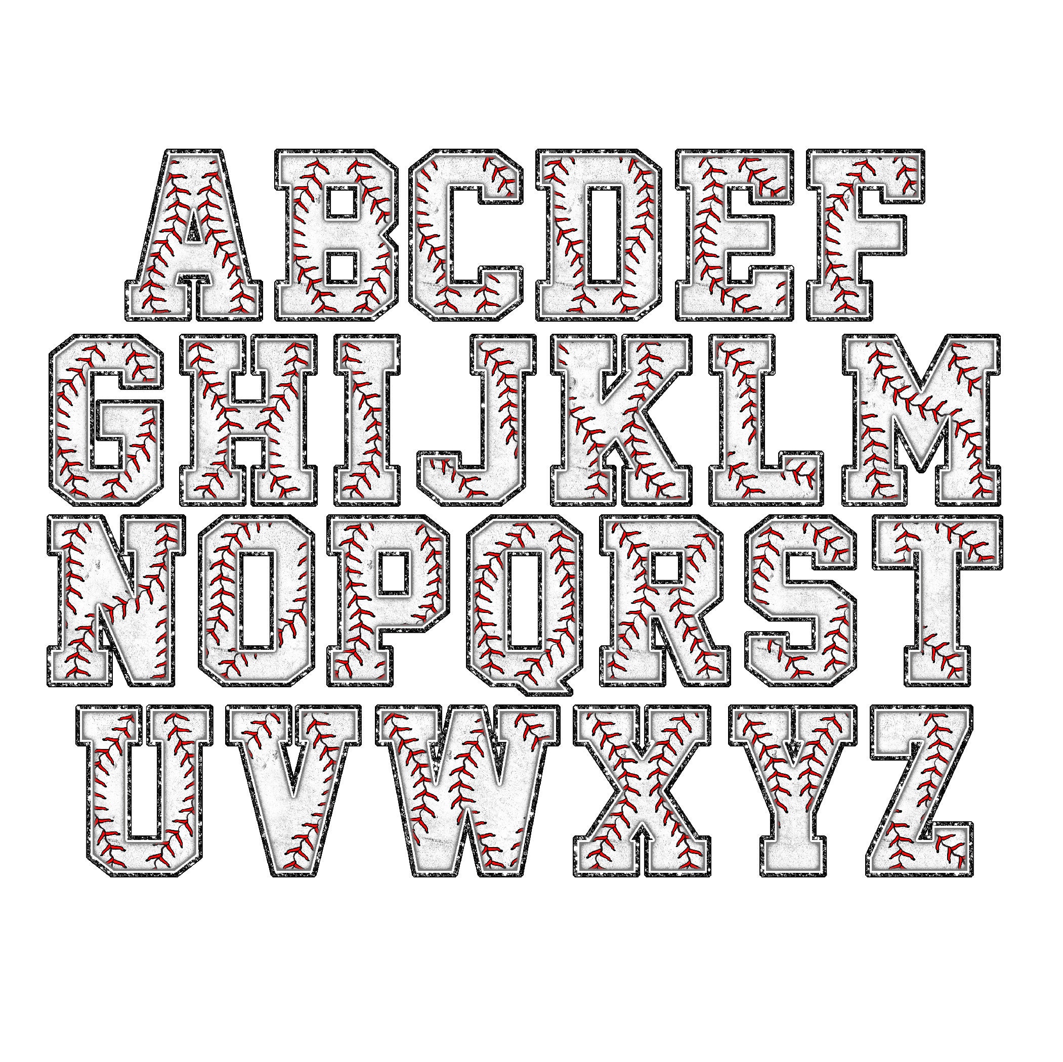 Digital Baseball Chenille Alphabet With Stitch Pattern - Etsy