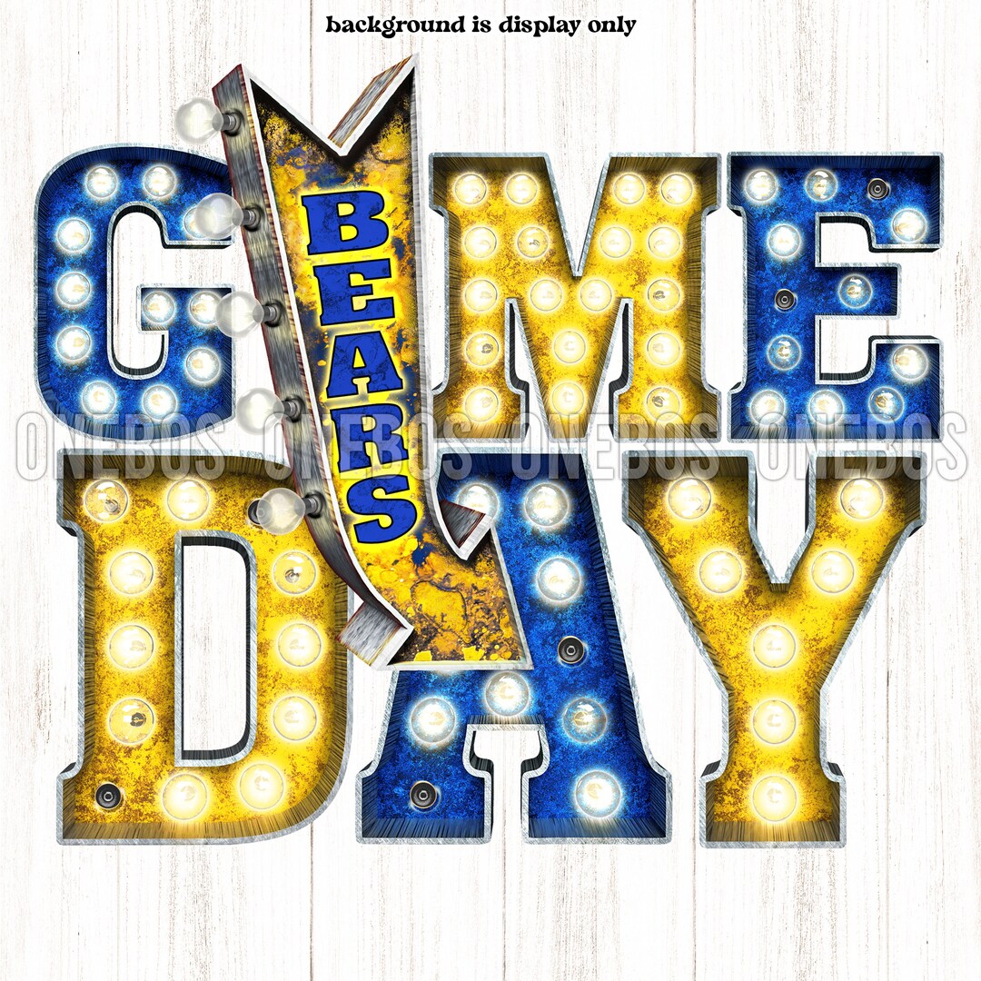 Bears GAME DAY PNG, Blue & Yellow Gold, School Mascot, Sublimation ...