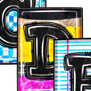 5 Boxy School Doodle Alphabet PNG, Digital Download, Casual Hand Drawn ...