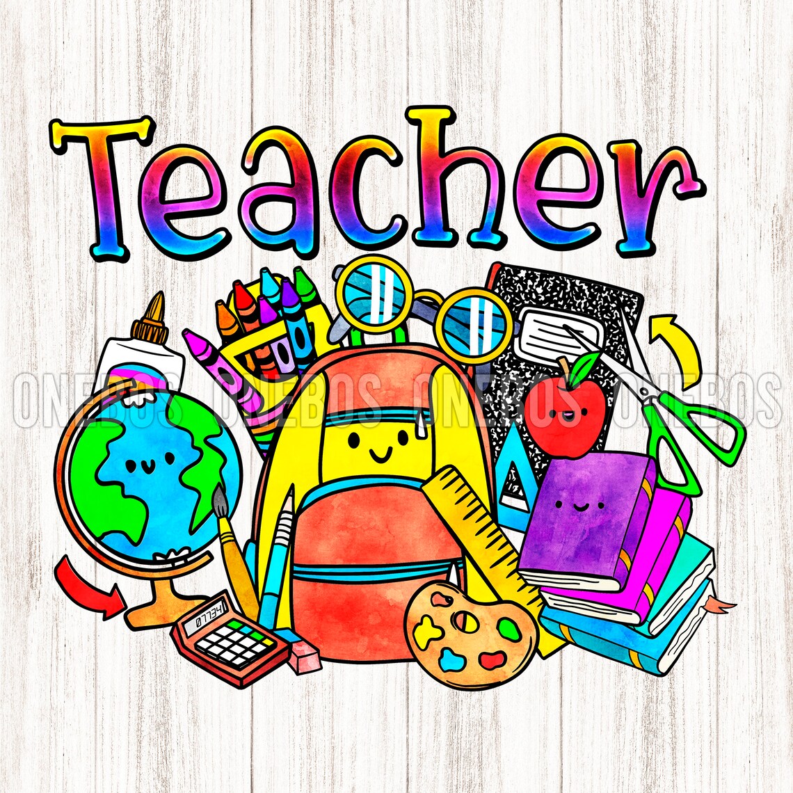 Teacher Design PNG Clipart Cute Colorful Rainbow Doodle - Etsy