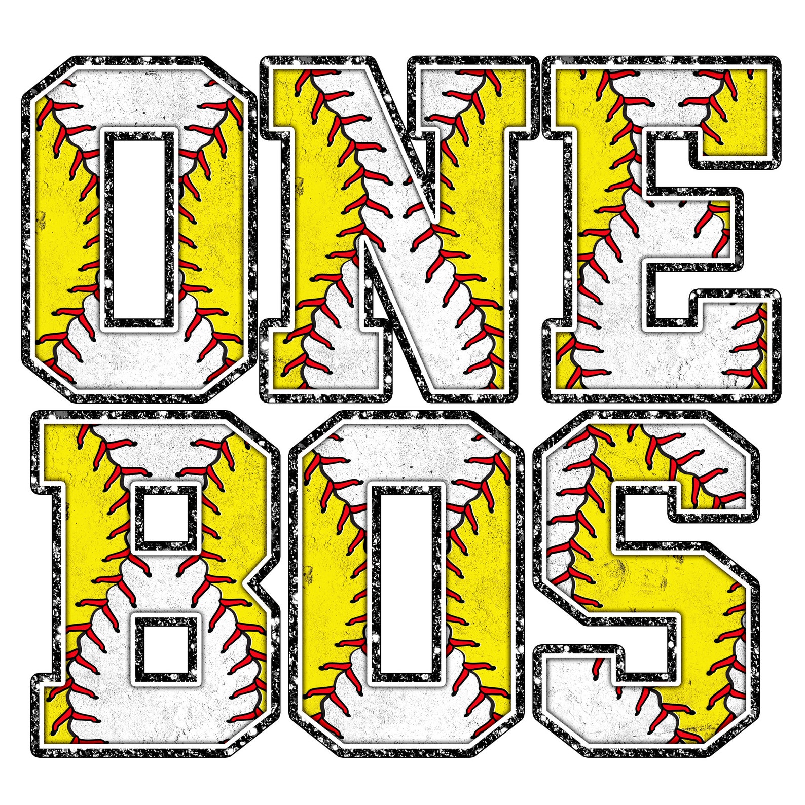 Digital Baseball Softball Mix Alphabet PNG, Yellow, White, Stitches ...