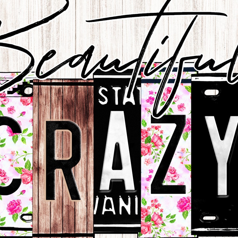 Beautiful Crazy PNG Floral and Barn Wood Fill License Plate - Etsy