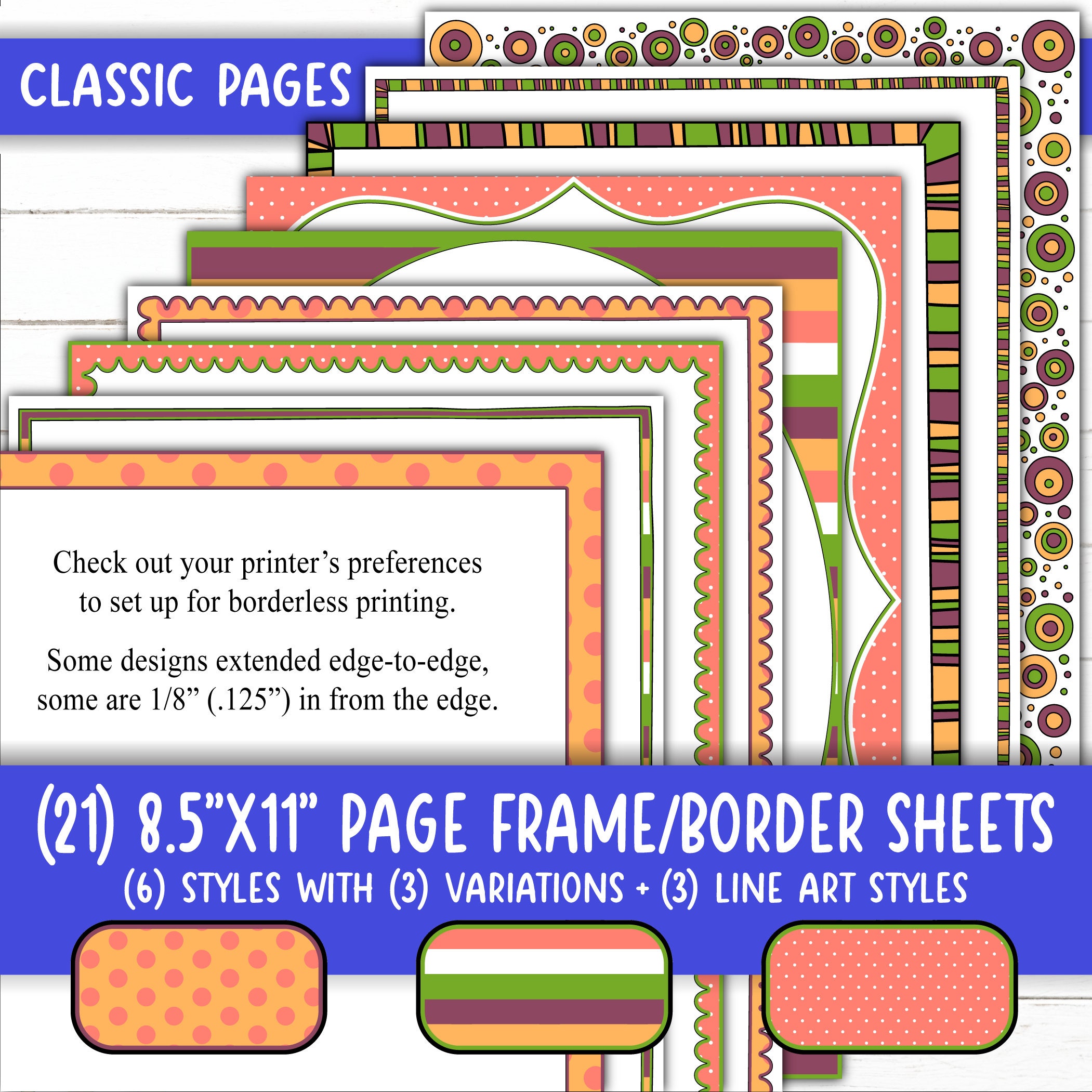 Framed Page Templates, Certificate & Award Style | Stripes, Polka Dots ...