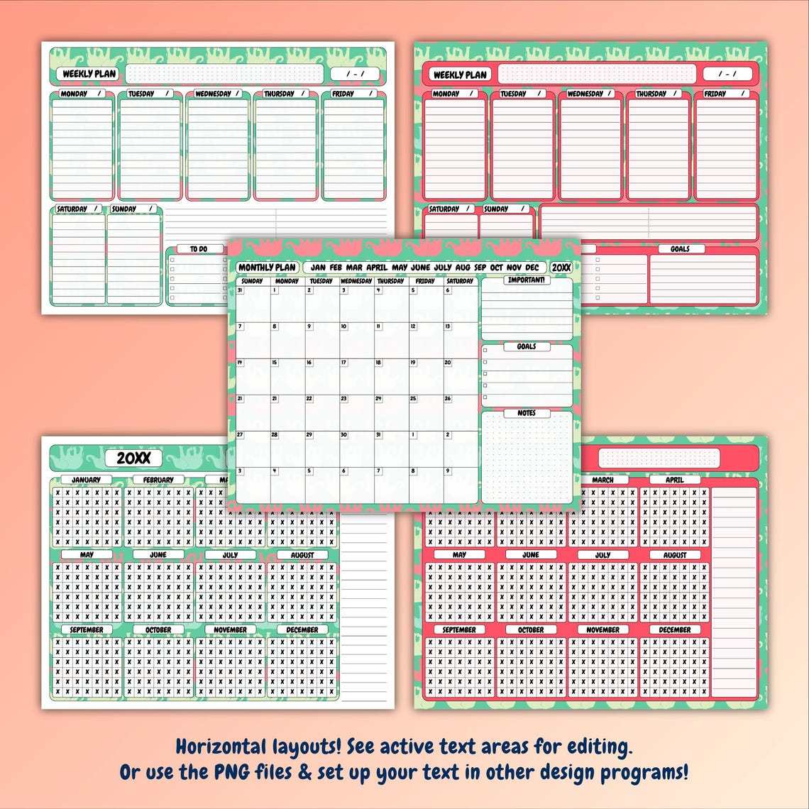 Calendar Pack - Editable Daily | Weekly | Monthly | Yearly | Elephant ...