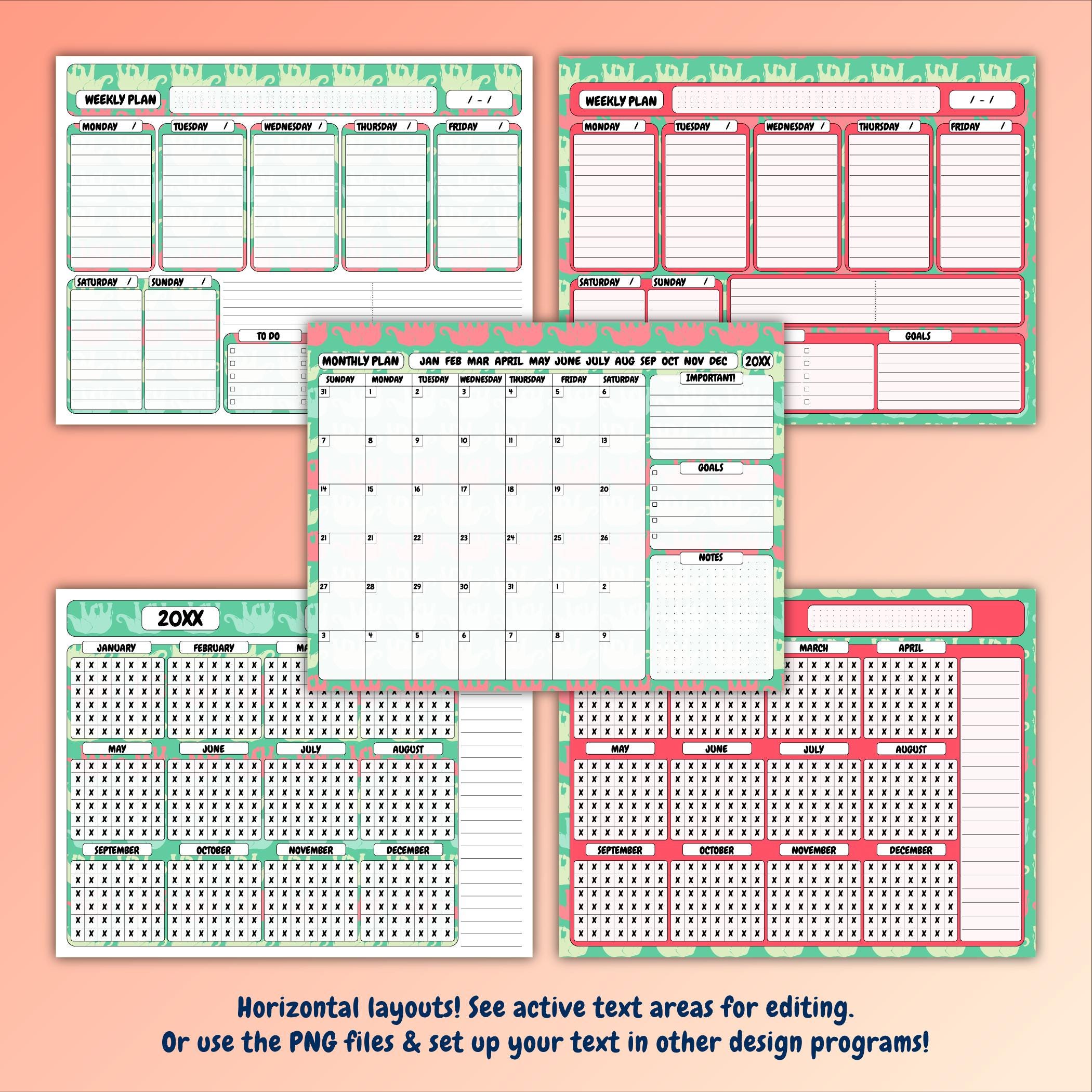 Calendar Pack - Editable Daily | Weekly | Monthly | Yearly | Elephant ...