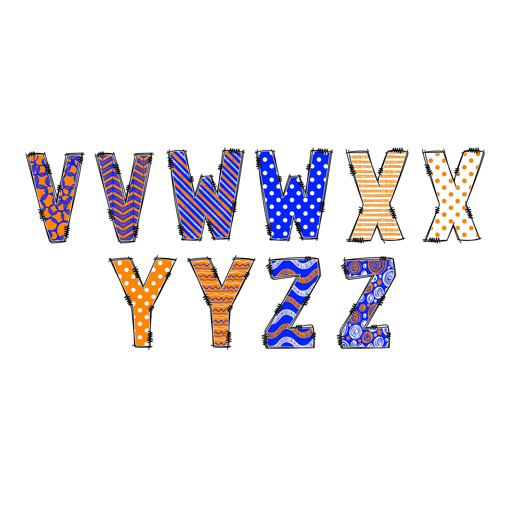 Double Alphabet Bundle Royal Orange White 2 Full Alpha & - Etsy