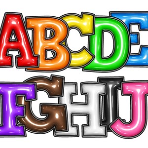 Inflated Alphabets PNG Bundle, 10 Pack of 3D Puff Inflated Full Alpha ...