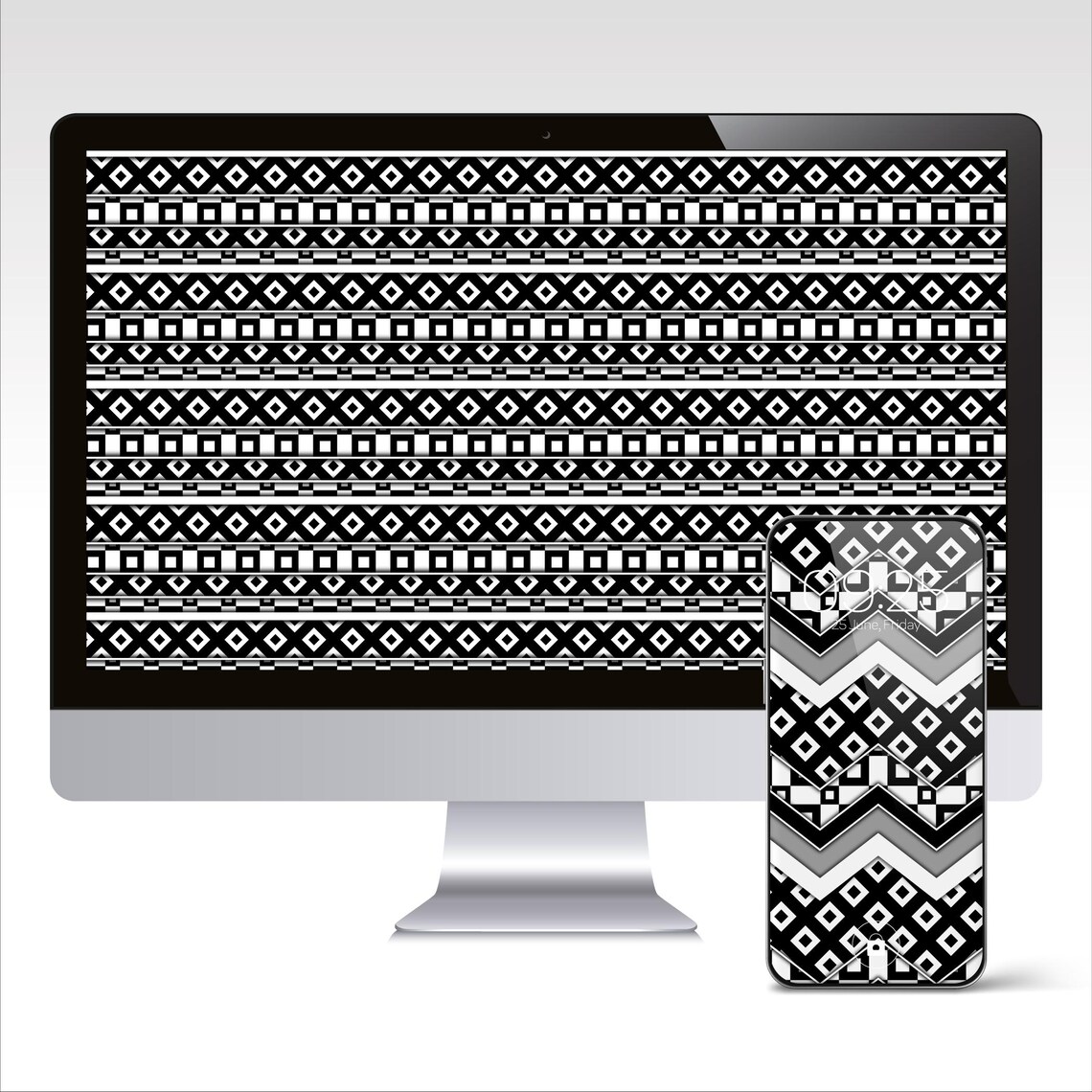 Wallpaper Background - Digital Paper | Seamless | Black, White, Use ...