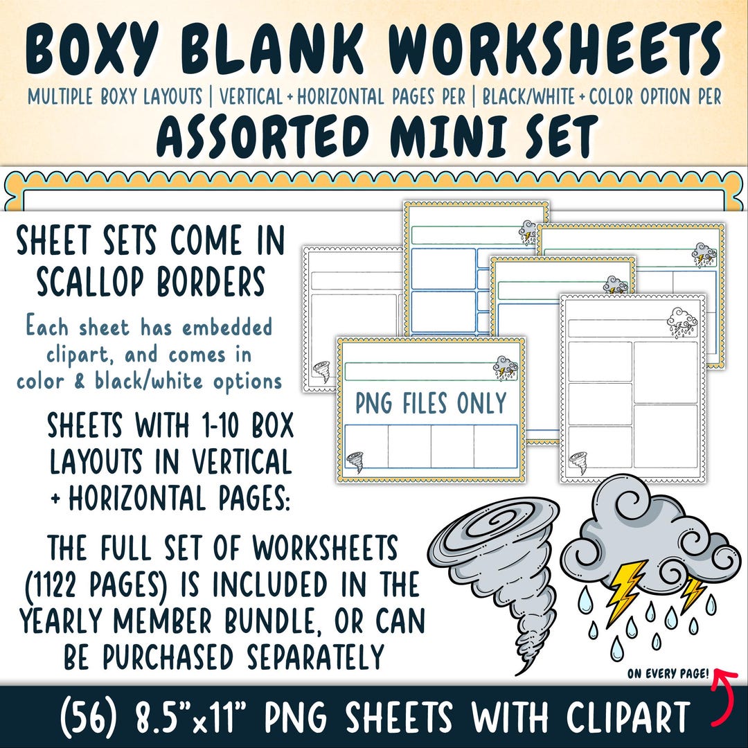 Worksheet Templates (blank With Clipart Added) - Boxy - Mini Set ...