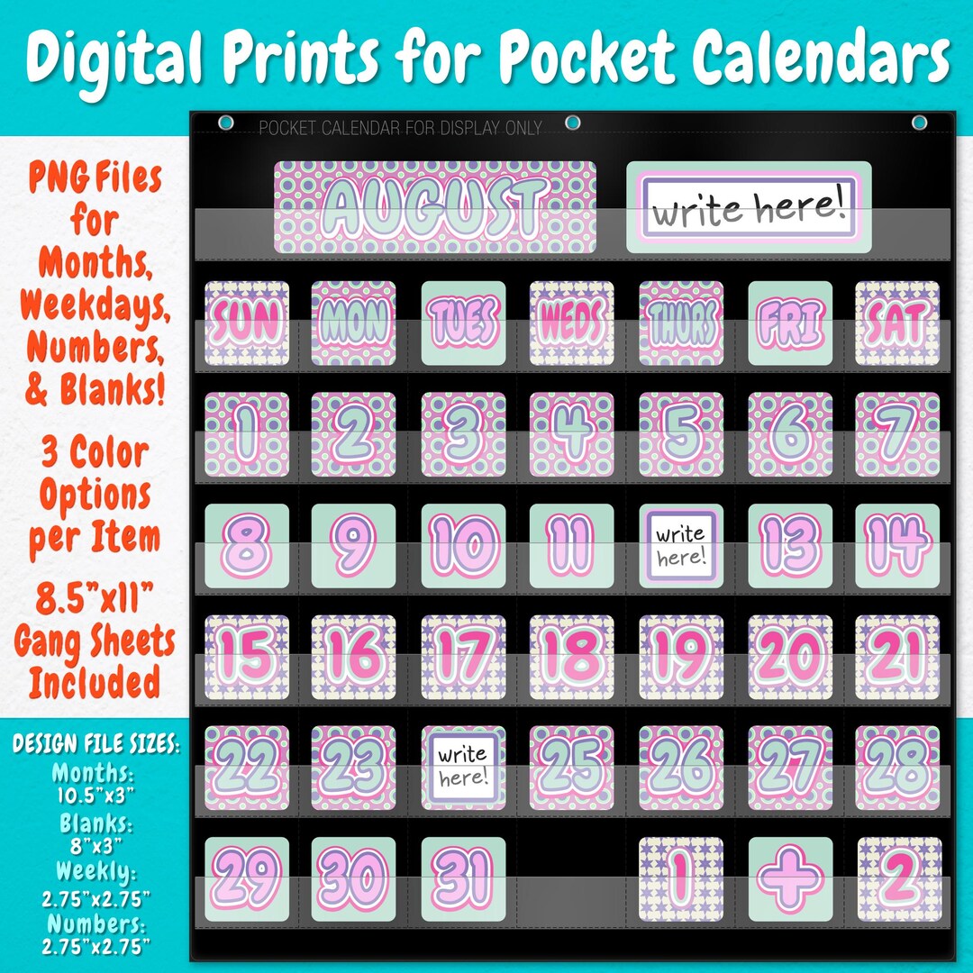 Wall Calendar - Pocket Chart for Teachers | Circles, Dots, Stars ...