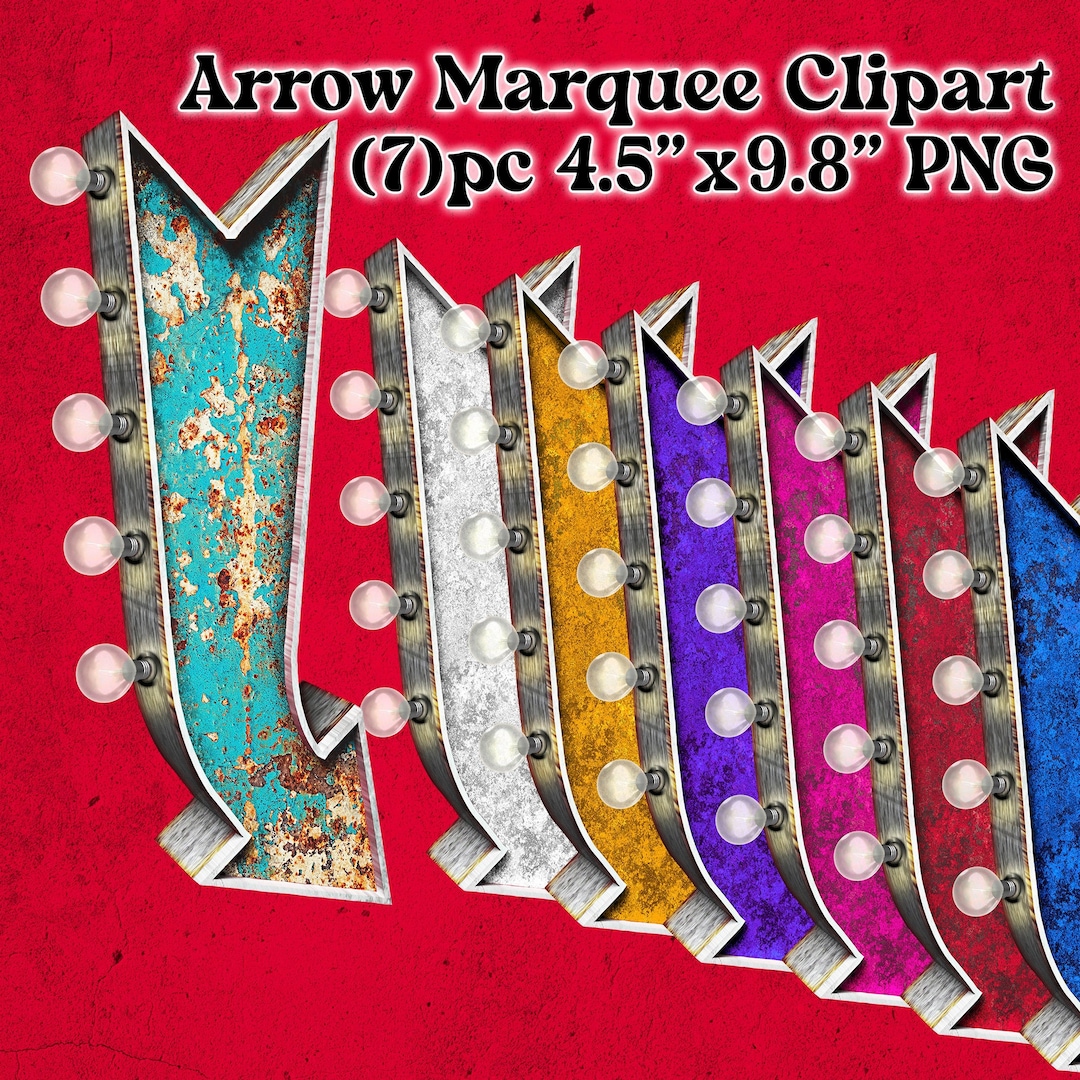 Arrow Marquee Clipart | Rustic, Diner Digital Art Bundle of Vintage ...