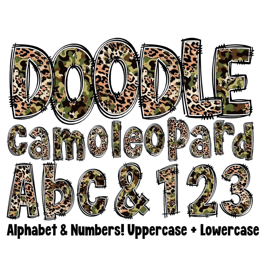 Camo Leopard Doodle Alphabet, Mix Match Doodle Letters, Glitter and ...