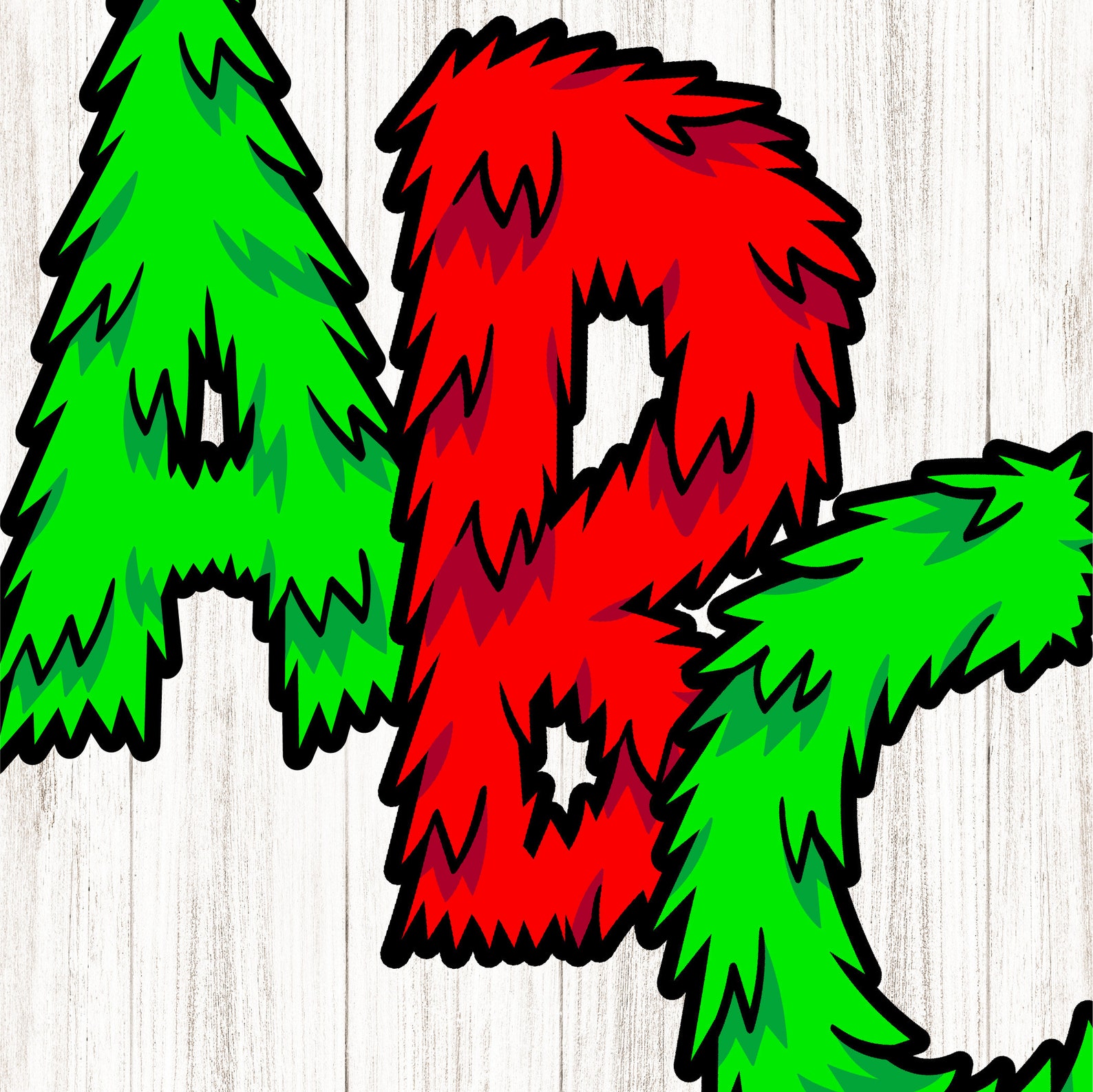 Grinchy Fuzzy PNG Alphabet, Bundle of Christmas, Seasonal, Themed Hairy ...