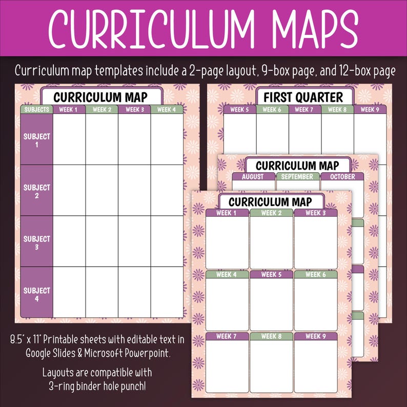 Lesson Plan Sheets & Curriculum Maps (editable) | Floral, Diamonds ...