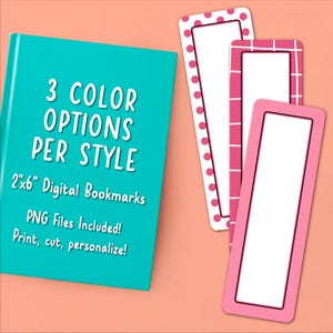 Digital Bookmarks (printable), Clipart Bundle Set of 12 | Lined & Blank ...