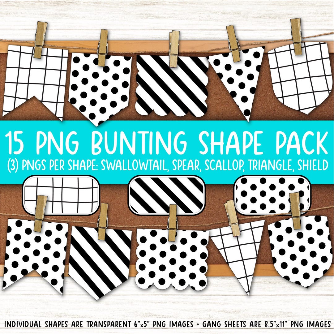 Pennant/bunting Banner Kit (for Walls & Bulletin Boards) | Black, White ...