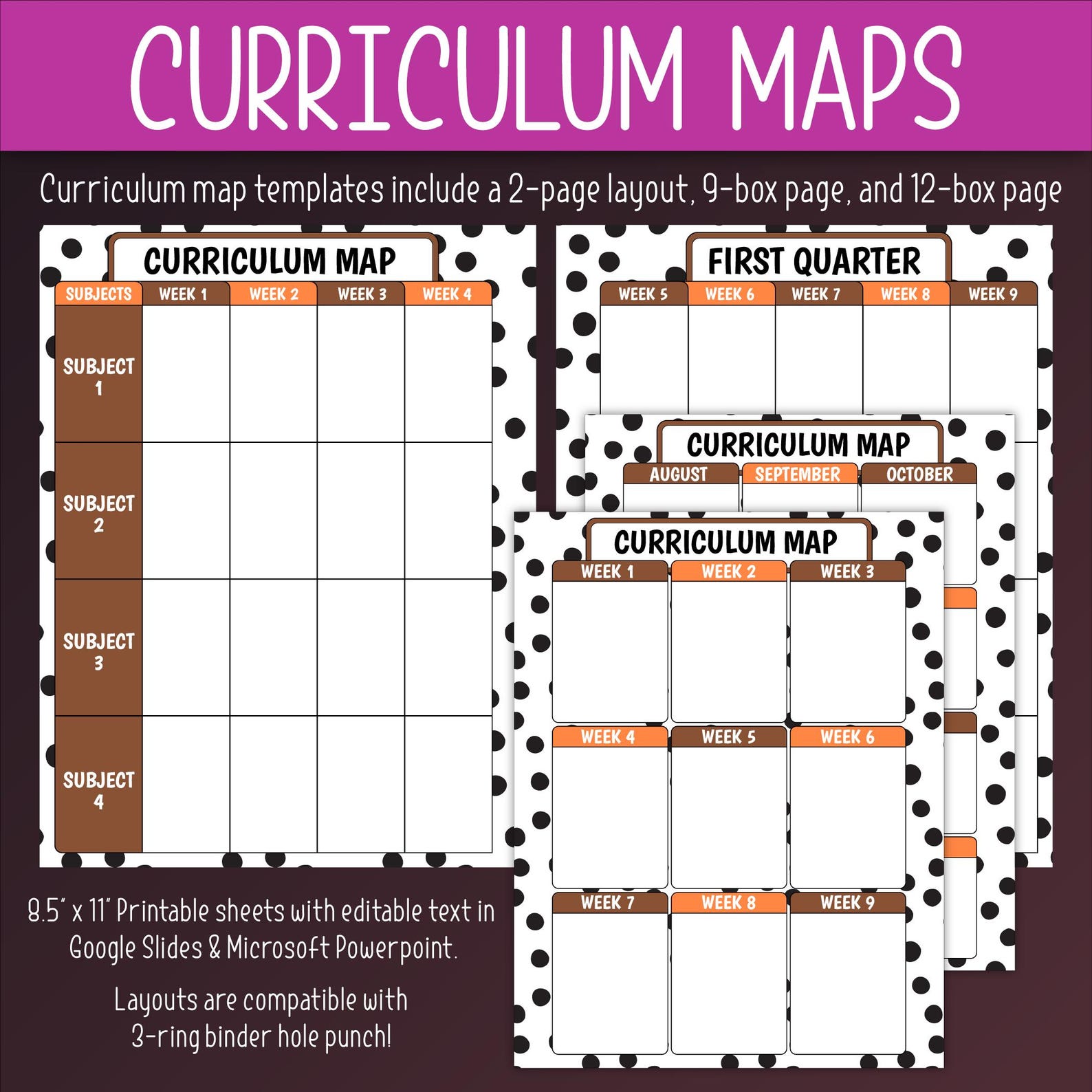 Lesson Plan Sheets & Curriculum Maps (editable) | Teacher Planner ...