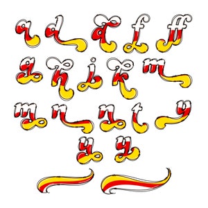 Digital Download | Doodle Retro GVT - Red and Yellow Stripe| Hand Drawn ...