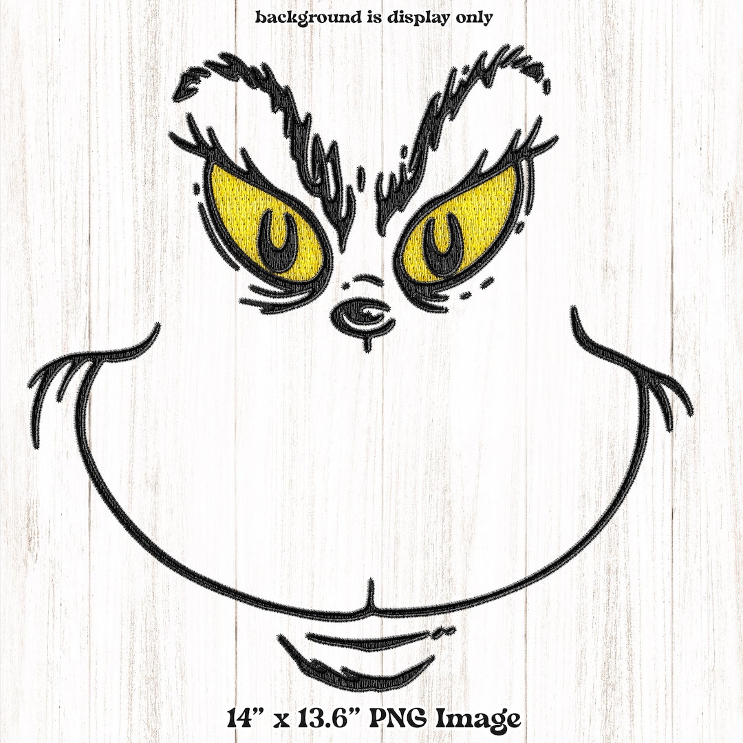 Grinchie Face PNG, Christmas Faux Embroidery Digital Download, PNG ...