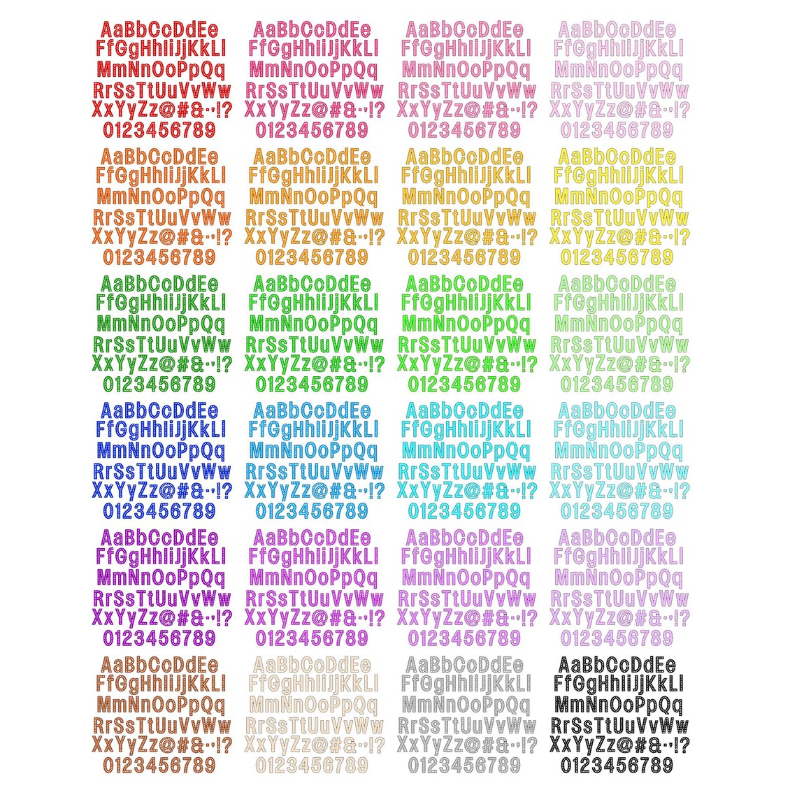 Dots Alphabet PNG Bundle, School Basics Color Basics V1, Rainbow Sets ...