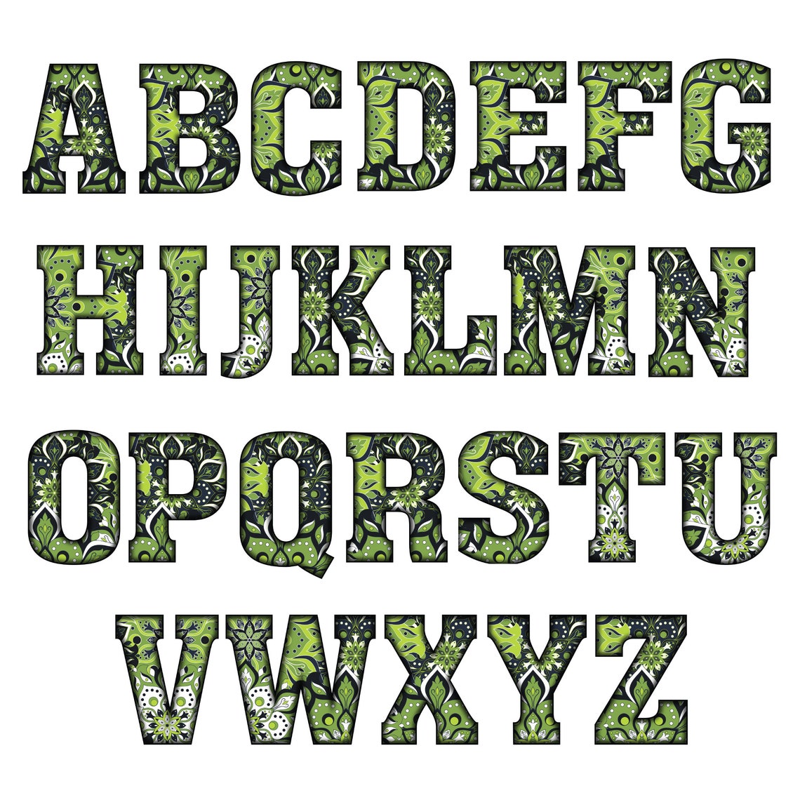 Digital Download | Chunky Green Floral Western Pattern Fill 1 | PNG ...