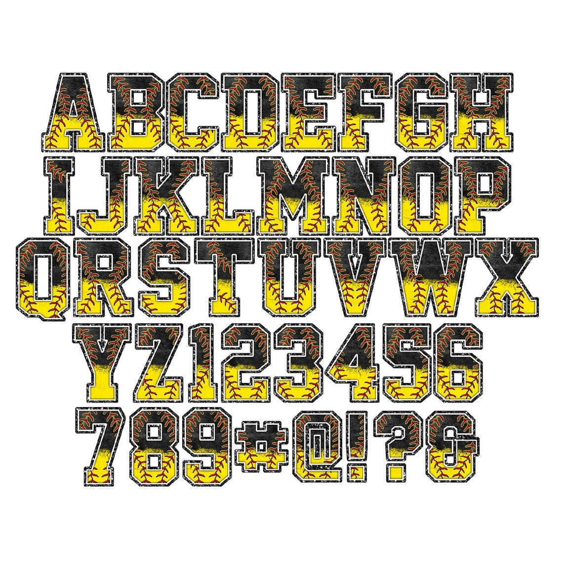 Softball Letters PNG Leopard & Ball Stitch Black Leather | Etsy