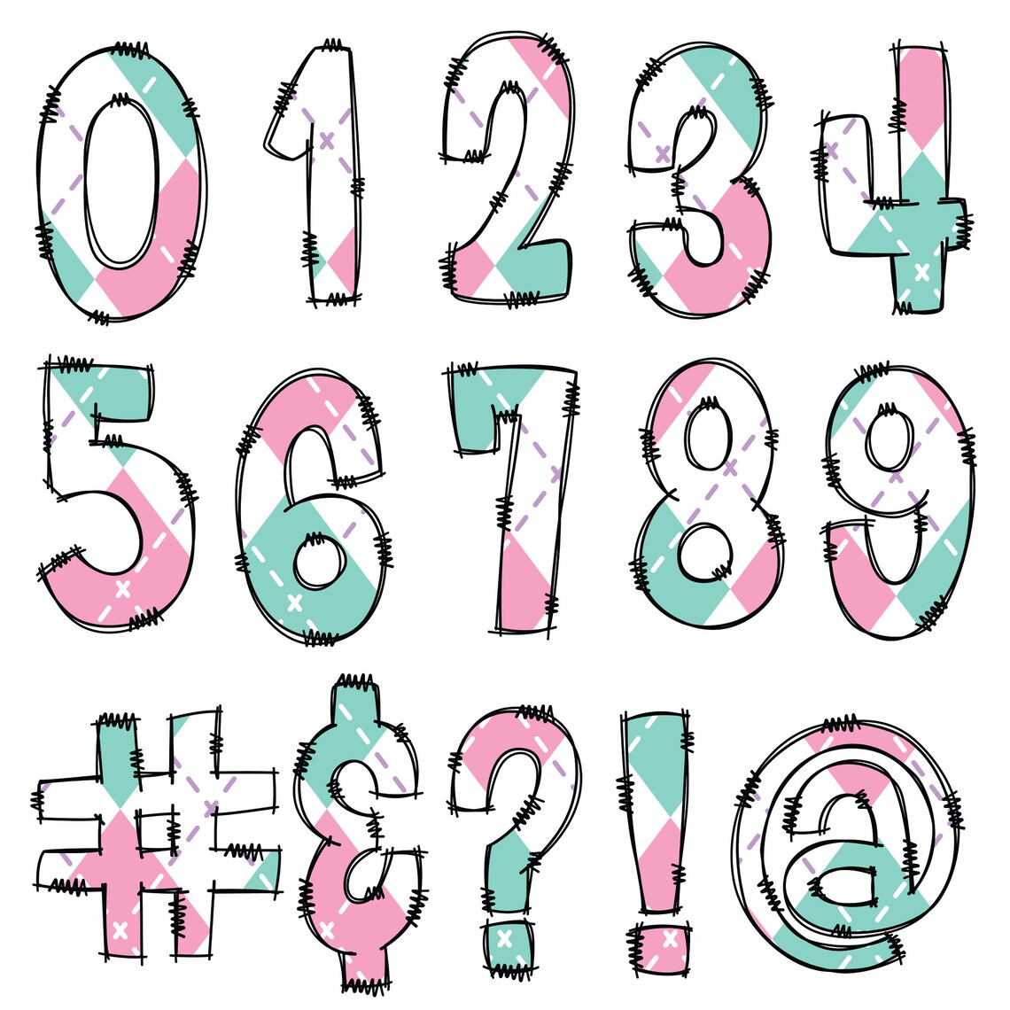 Digital Download Doodle Letters Pink Teal Plaid 1 Pattern - Etsy
