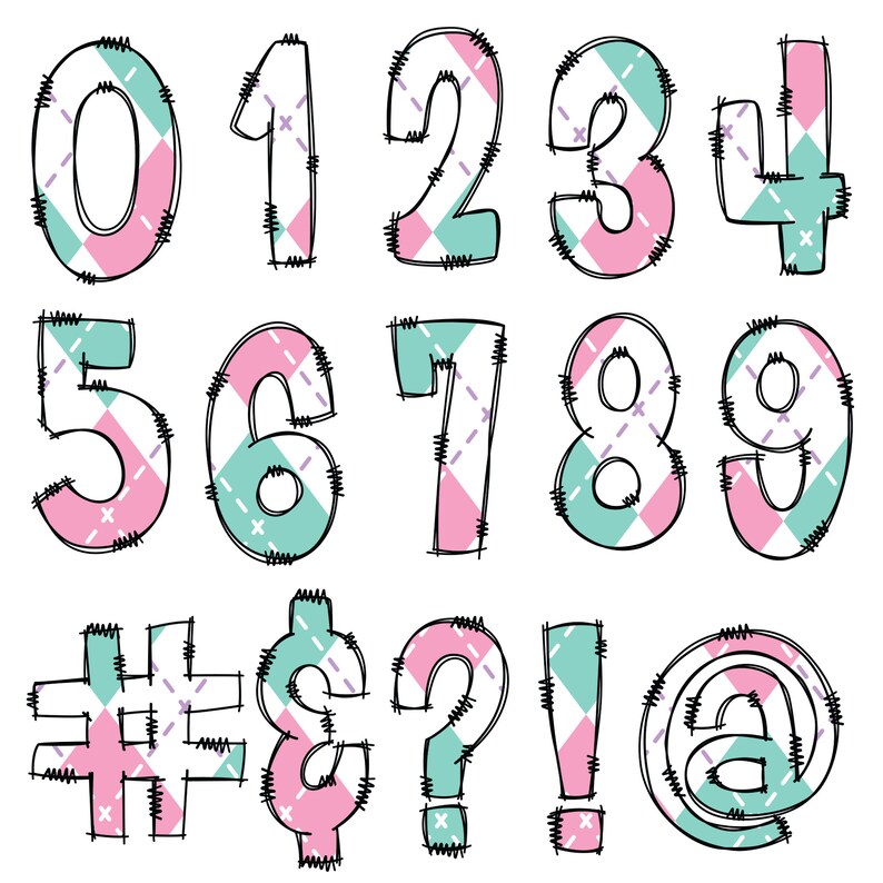 Digital Download Doodle Letters Pink Teal Plaid 1 Pattern - Etsy