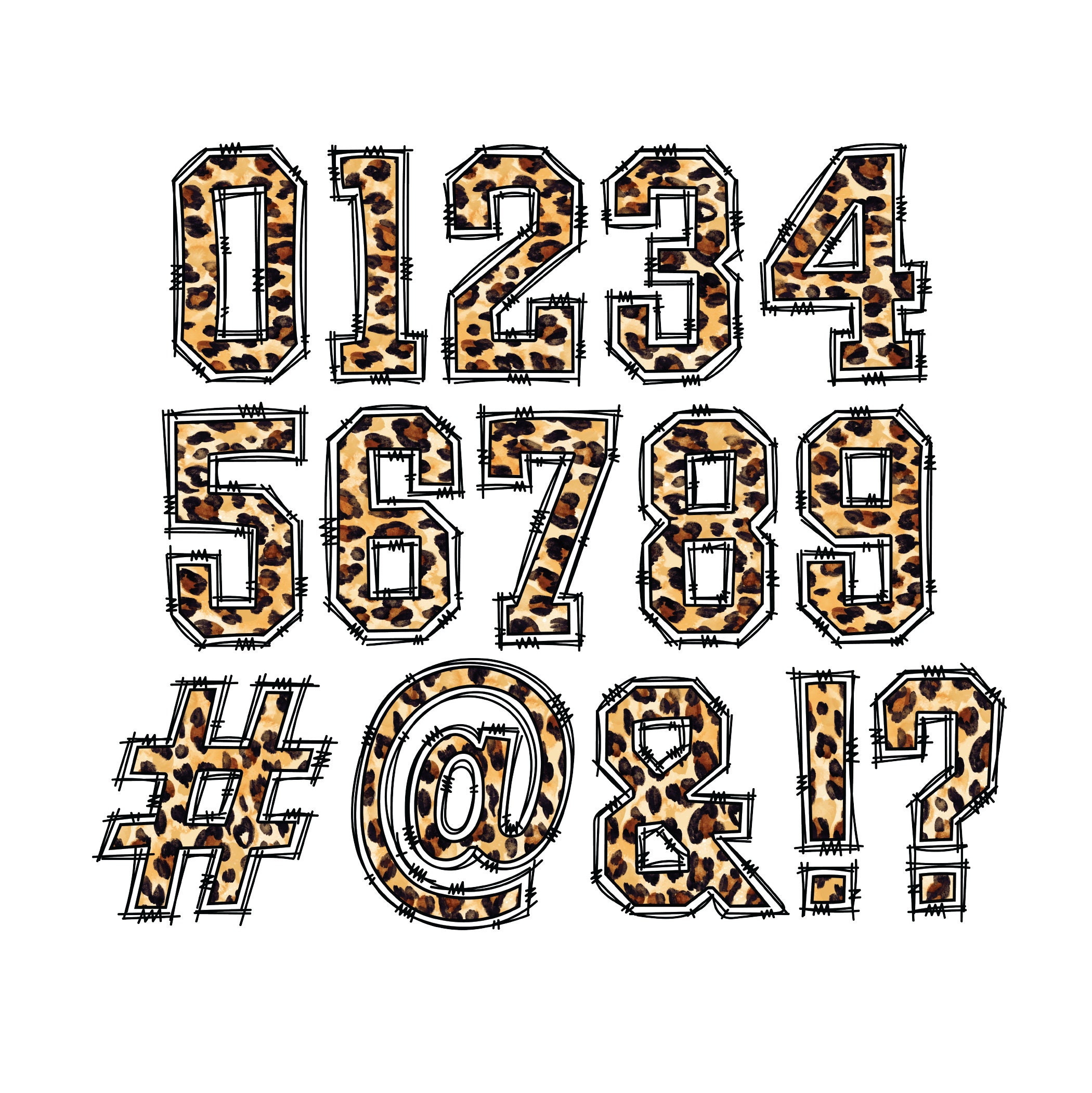 Digital Letters PNG Athletic Leopard Fill Block Style | Etsy