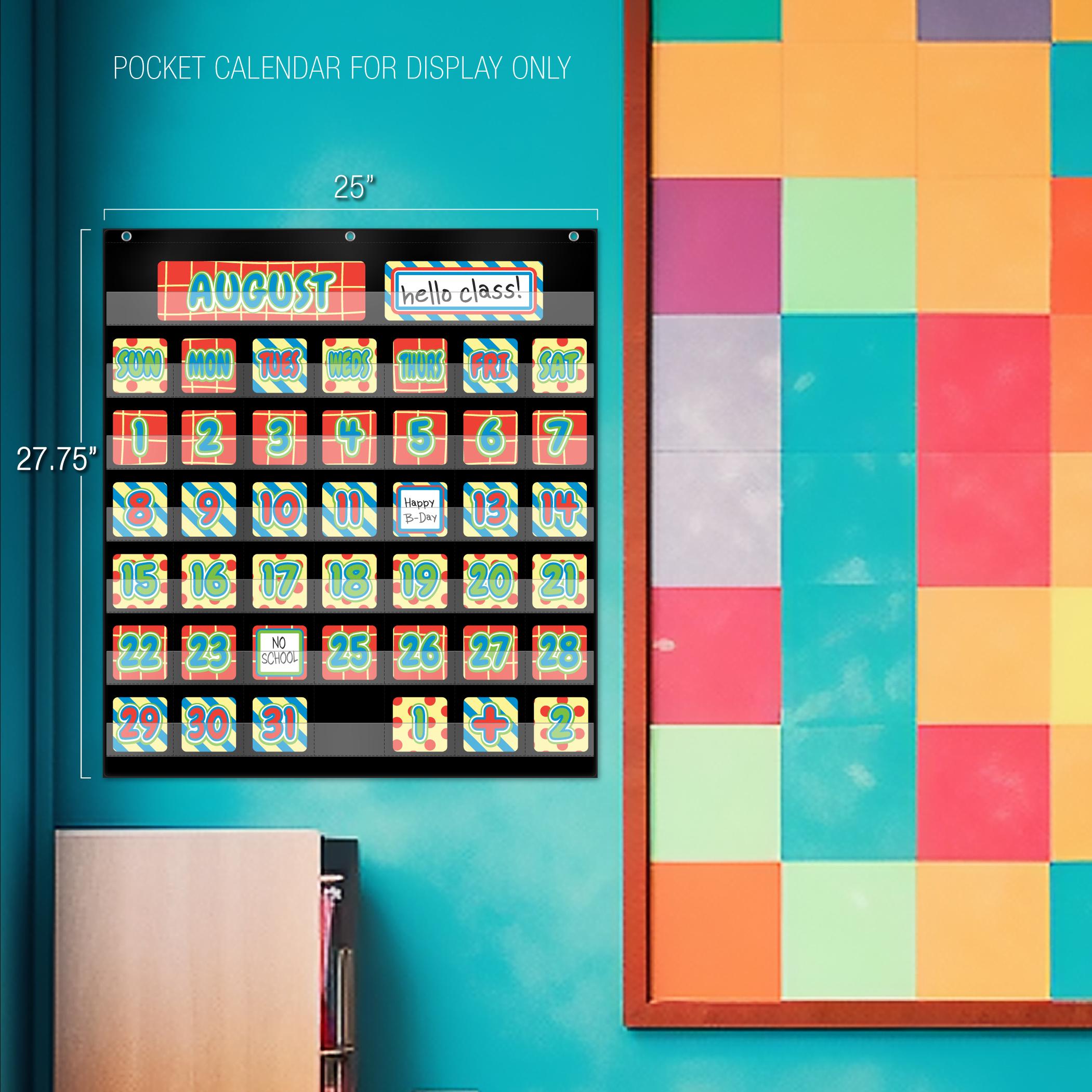 Wall Calendar - Pocket Chart for Teachers | Grid, Diagonal Stripes ...