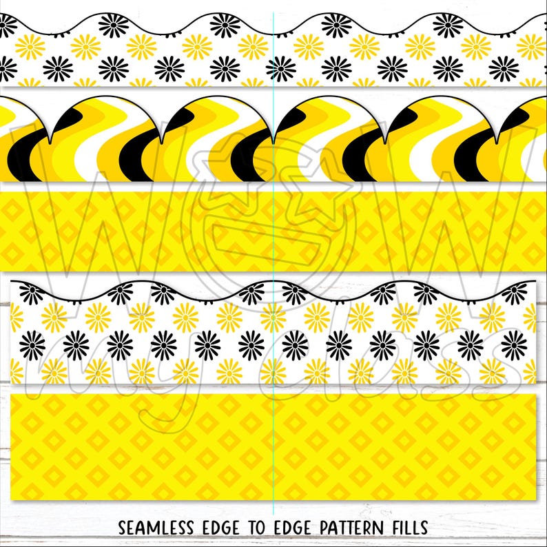 Borders for Bulletin Boards | Print & Cut, Seamless | Flowers, Diamonds ...