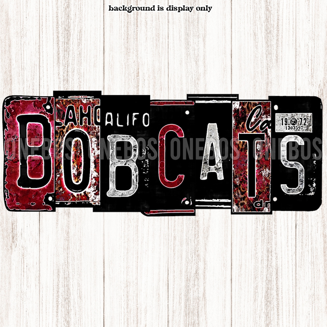 Bobcats PNG, School Mascot Maroon & Black License Plate Lettering ...