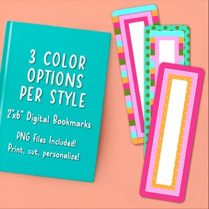 Digital Bookmarks (printable), Clipart Bundle Set of 12 | Lined & Blank ...