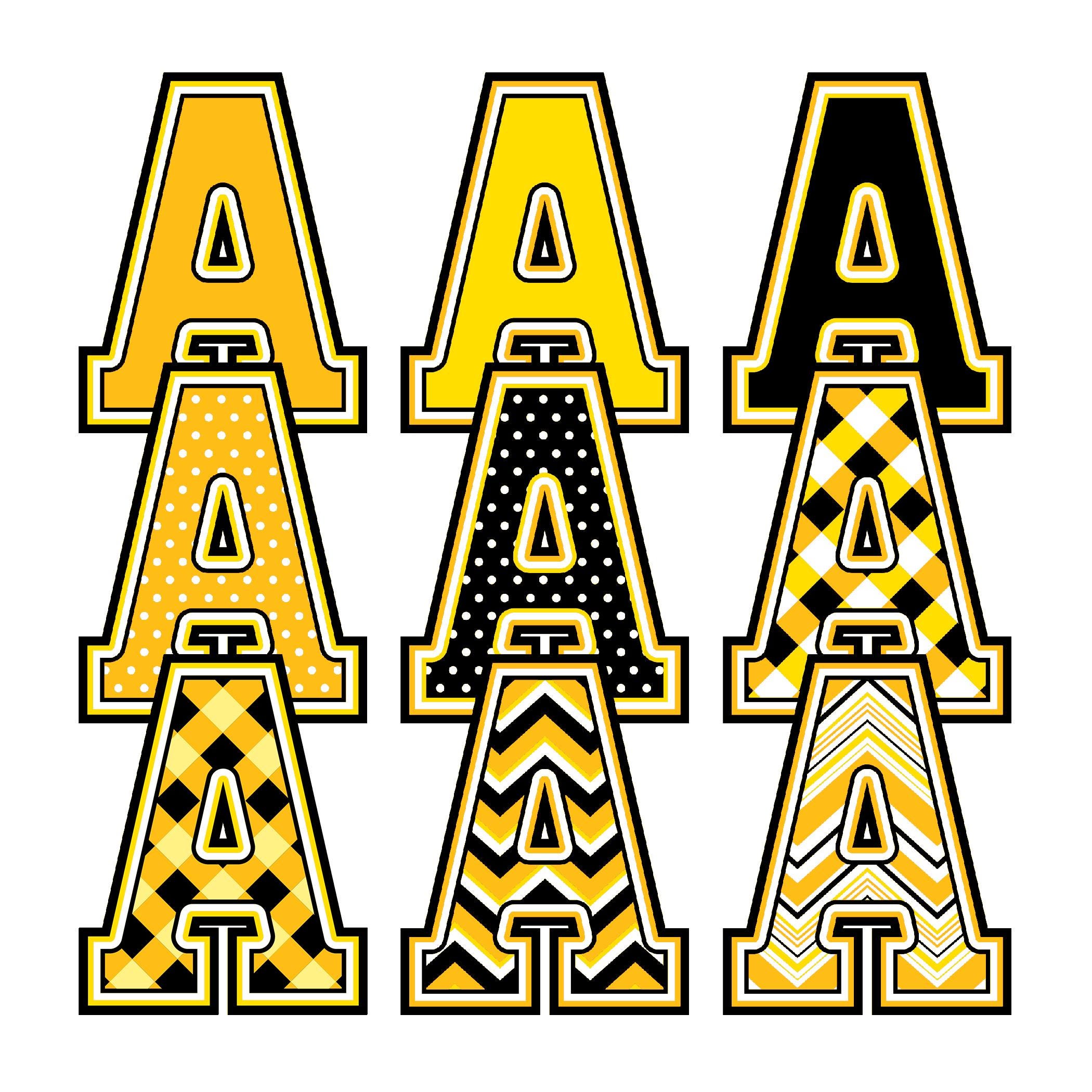 Preppy Pattern Alphabet Letters PNG Bundle | 9 Sets A-Z Numbers Symbols ...