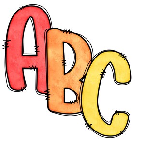 Rainbow Basics Doodle Alphabet Pack PNG | Hand Drawn Uppercase Letters ...